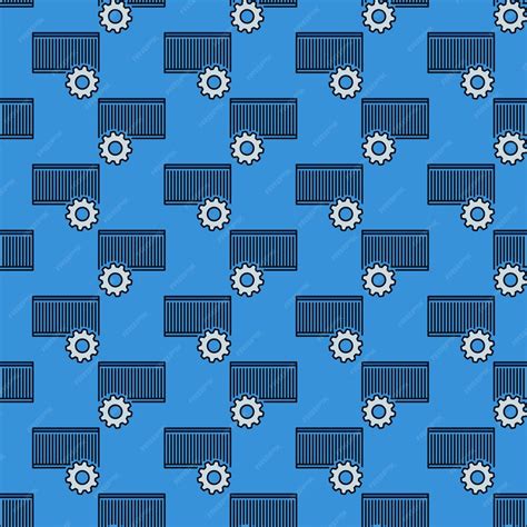 Premium Vector Shipping Container With Cog Wheel Vector Blue Seamless Pattern
