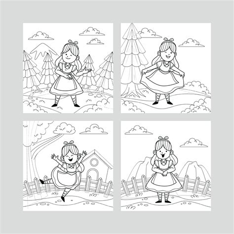 Cute Girl Activity For Coloring Book 24985467 Vector Art At Vecteezy
