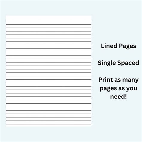 Single Spaced Lined Page Printable A4 A5 Letter Remarkable2 Etsy