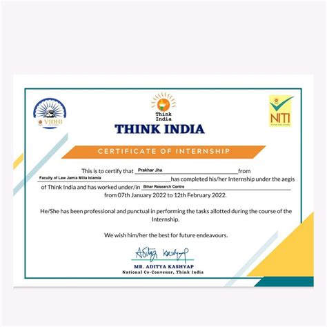 Prakhar Jha On Linkedin Connections Internship Thinkindia