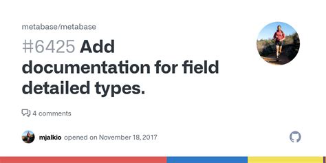 Add Documentation For Field Detailed Types · Issue 6425 · Metabase