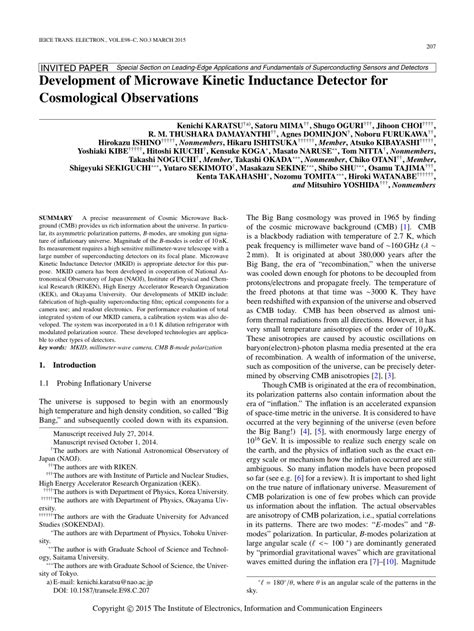 Pdf Development Of Microwave Kinetic Inductance Detector For Cosmological Observations