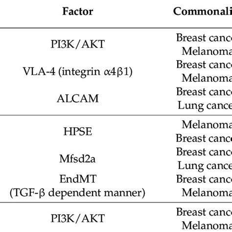 Common Factors Mediating Brain Extravasation During Brain Metastasis In Download Scientific
