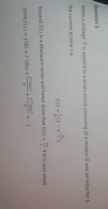 Solved Question When A Voltage V Is Applied To A Series Chegg Com