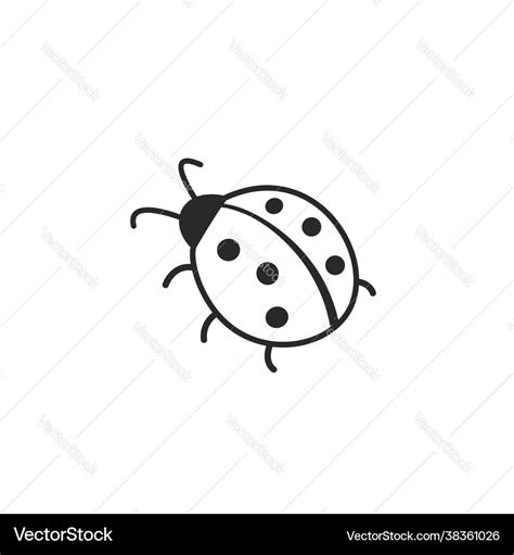 Cute Ladybug Outline Icon Royalty Free Vector Image