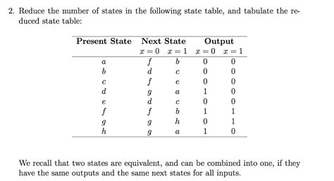 Solved Reduce The Number Of States In The Following State Chegg Com