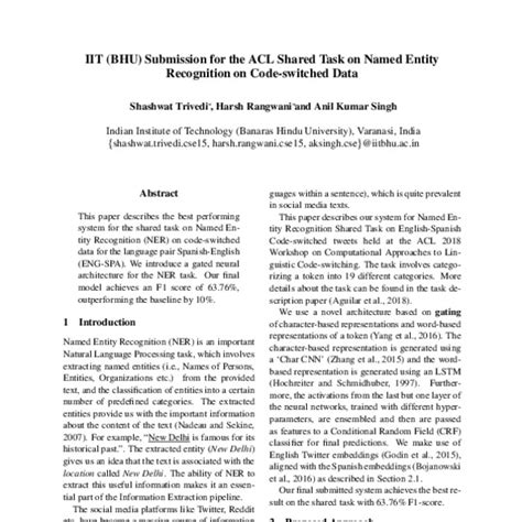 iit bhu submission for the acl shared task on named entity