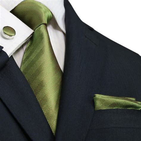 Green Silk Classic Woven Necktie Set Jpm1824w Toramon Necktie