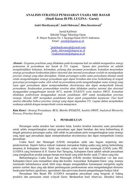 233 Article Text 379 1 10 2015 1117 Analisis Strategi Pemasaran Usaha