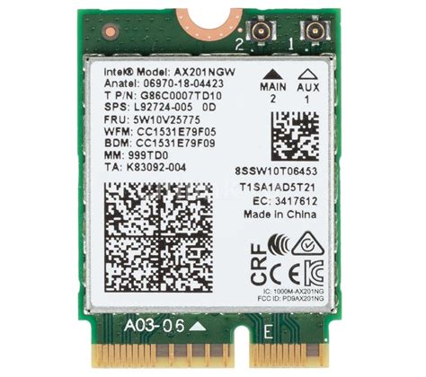 Intel Wi Fi 6 Ax201 характеристики и описание на Мегамаркет 100036897685