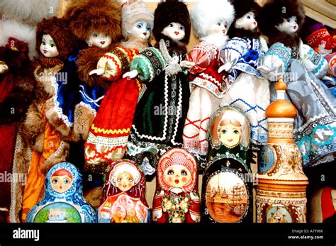 Europe, Russia, St Petersburg. Typical Russian souvenir handicrafts ...