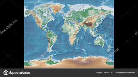 World Map Gall Stereographic Projection Centered East Longitude Colored