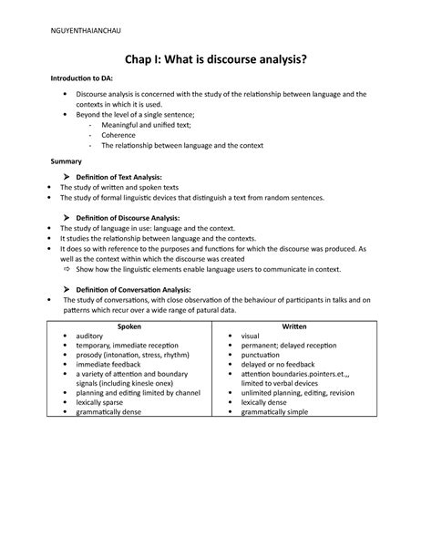 Discourse Analysis Beyond The Level Of A Single Sentence Meaningful