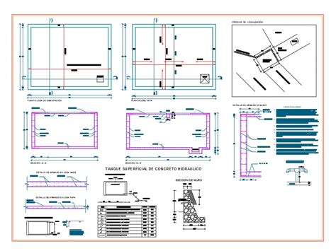 Tanque Superficial De Agua En Autocad Cad 32708 Kb Bibliocad