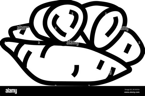 Cut Purple Sweet Potato Line Icon Vector Illustration Stock Vector