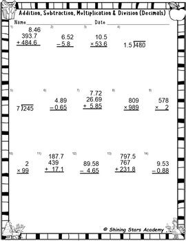 Multiple Digits Mix Hard Prob Add Subt Mult Div Incl Decimals