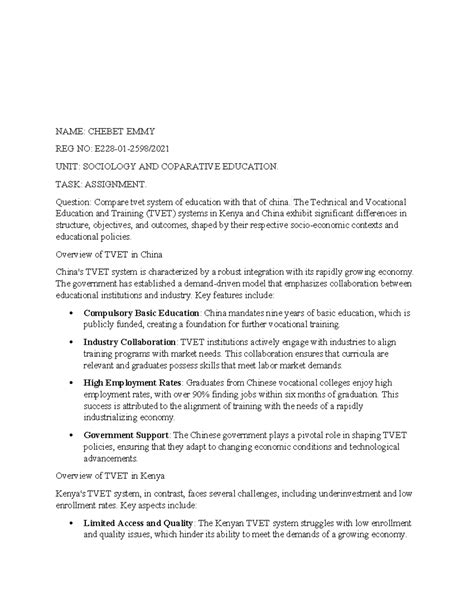 Comparative Assignment NAME CHEBET EMMY REG NO E UNIT SOCIOLOGY AND