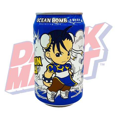 Ocean Bomb Sparkling Tea Peach Flavour Street Fighter Chun Li 330ml