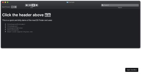 React Icon Layout Finder Example Codesandbox