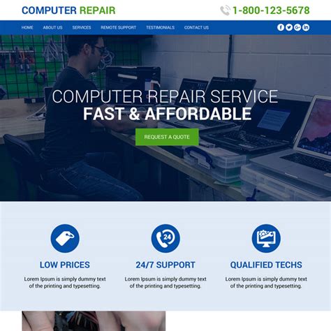 Computer Repair Responsive Website Design Templates For Capturing Leads