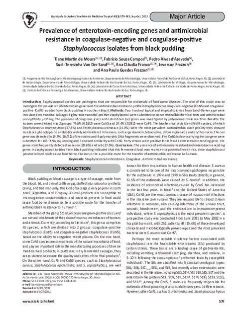 Pdf Prevalence Of Enterotoxin Encoding Genes And Antimicrobial Resistance In Coagulase