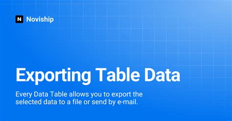Exporting Table Data Noviship