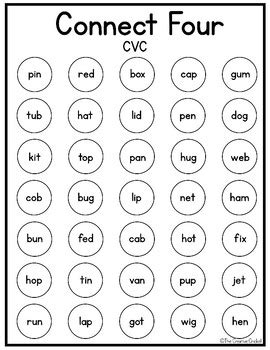 CVC Connect Four Word Work Or Small Groups By The Creative Cricket