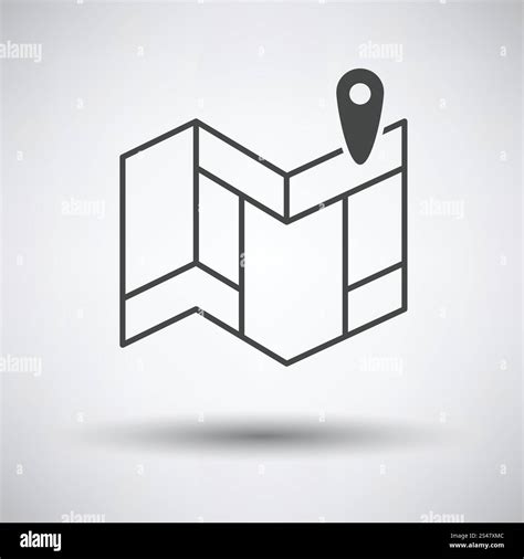 Navigation Map Icon On Gray Background With Round Shadow Vector