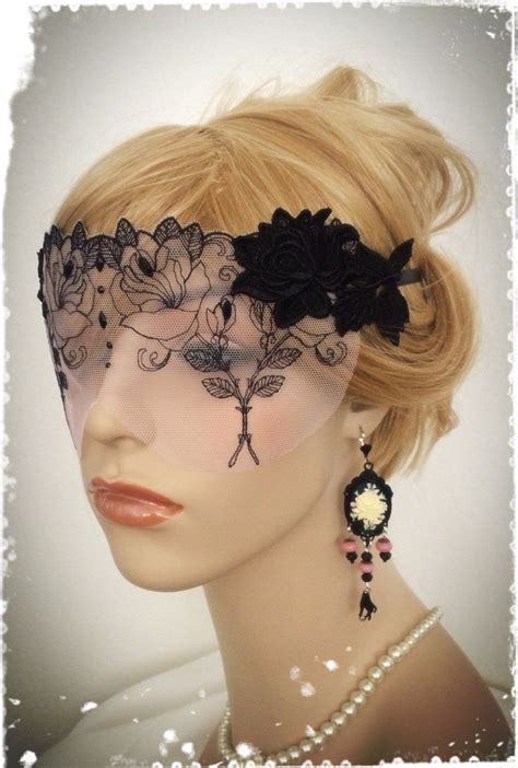 Pinkandblack Rose Lace Mask Mysterious Masquerade Ball Eye Etsy Lace