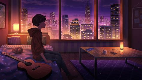 Anime Boy Window City Building K I Wallpaper Pc Desktop