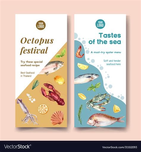 Seafood Flyer Design With Amberjack Fish Snapper Vector Image