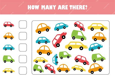 Premium Vector Preschool Education Worksheet Vector Illustration Count How Many Cars Are There