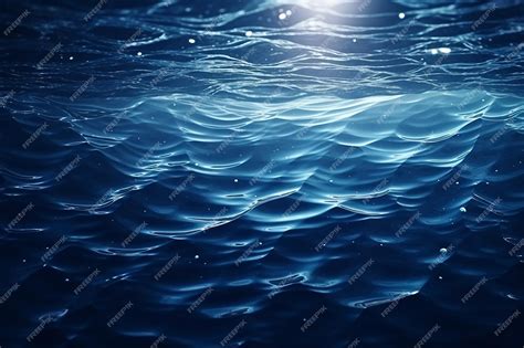Premium Ai Image Serenity In Navy Reflective Water Surface With Rippling Light