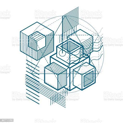 선 및 다른 요소 벡터 추상 배경의 아이소메트릭 추상화 큐브 육각형 사각형 사각형 및 다른 추상적인 성분의 구성 0명에 대한 스톡 벡터 아트 및 기타 이미지 Istock
