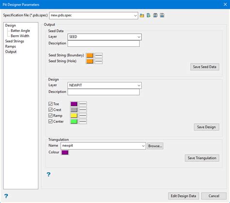 Vulcan OpenPit AutomatedPitDesigner OpenPit New Pit Design