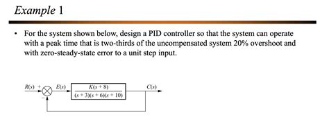 solved example 1 for the system shown below design a pid