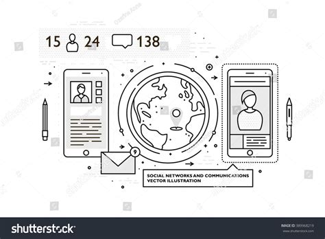 Flat Style Thin Line Art Design Stock Vector Royalty Free 389968219