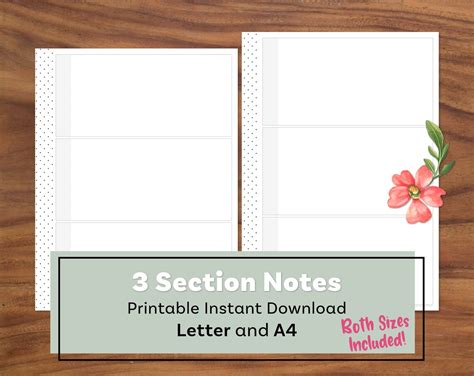 Printable Notes Page For Letter A Paper Printable Note Etsy