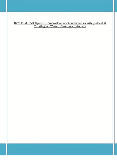 D270 Rhm3 Task 3 Passed Proposal For New Information Security