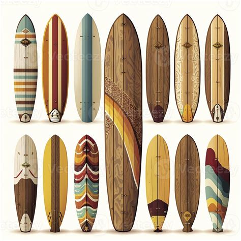 Collection Of Vintage Wooden Longboard Surfboards Created With