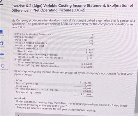 Solved Exercise 6 2 Algo Variable Costing Income