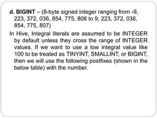 Unit Hive Data Types Primitive And Complex Data Ppt