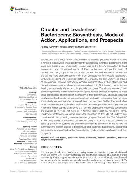 Pdf Circular And Leaderless Bacteriocins Biosynthesis Mode Of