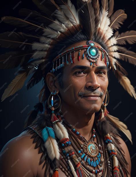 Premium Ai Image A Photo Realistic Native American Indian Chief With