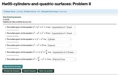 Solved Hw05 Cylinders And Quadric Surfaces Problem 8 Chegg