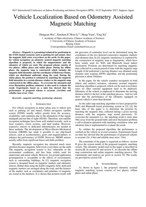 pdf vehicle localization based on odometry assisted magnetic matching