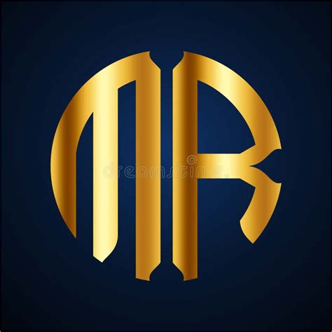 Initials M R Circular Shape And Elegant Gold Color Stock Vector Illustration Of Graphic