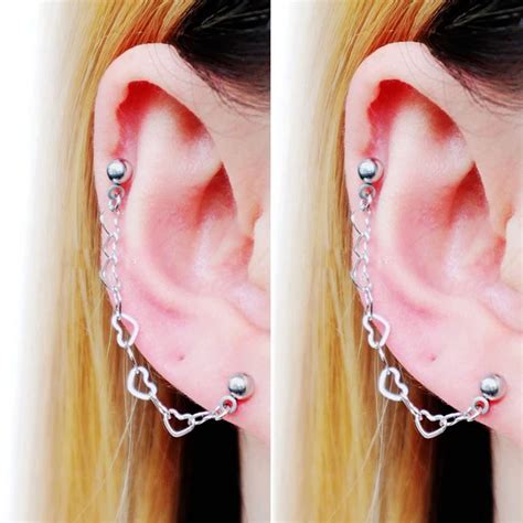 귀여운 연골 체인 귀걸이
