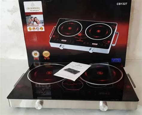 Електрична плита Crownberg Cb 1327 настільна інфрачервона на 2 конфорки по 2000 вт — ціна 3053