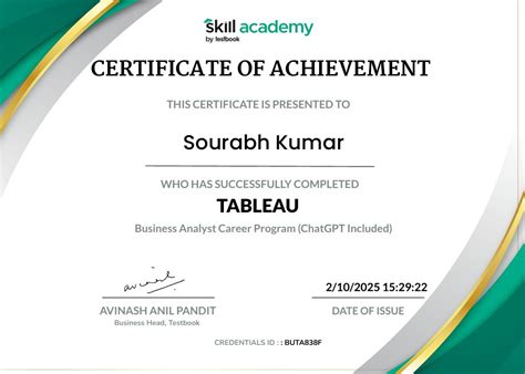 Tableau Certification Businessanalyst Dataanalytics Ai Careergrowth… Sourabh Kumar 12